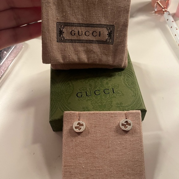 Gucci | Jewelry | Gucci Interlocking Earrings Studs | Poshmark